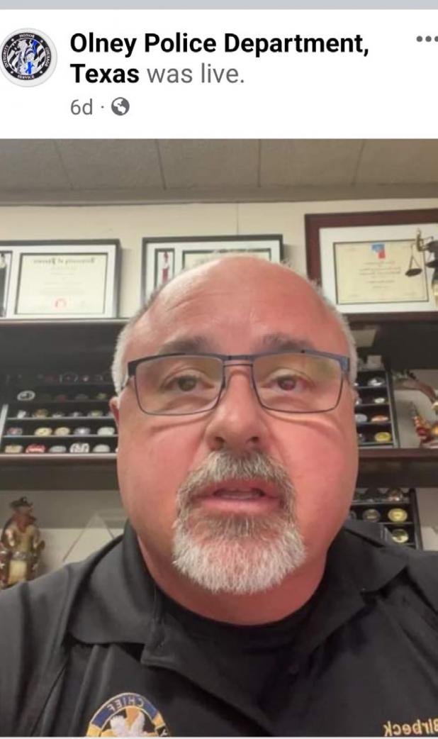 Chief Birbeck checks in on Facebook | Olney Enterprise